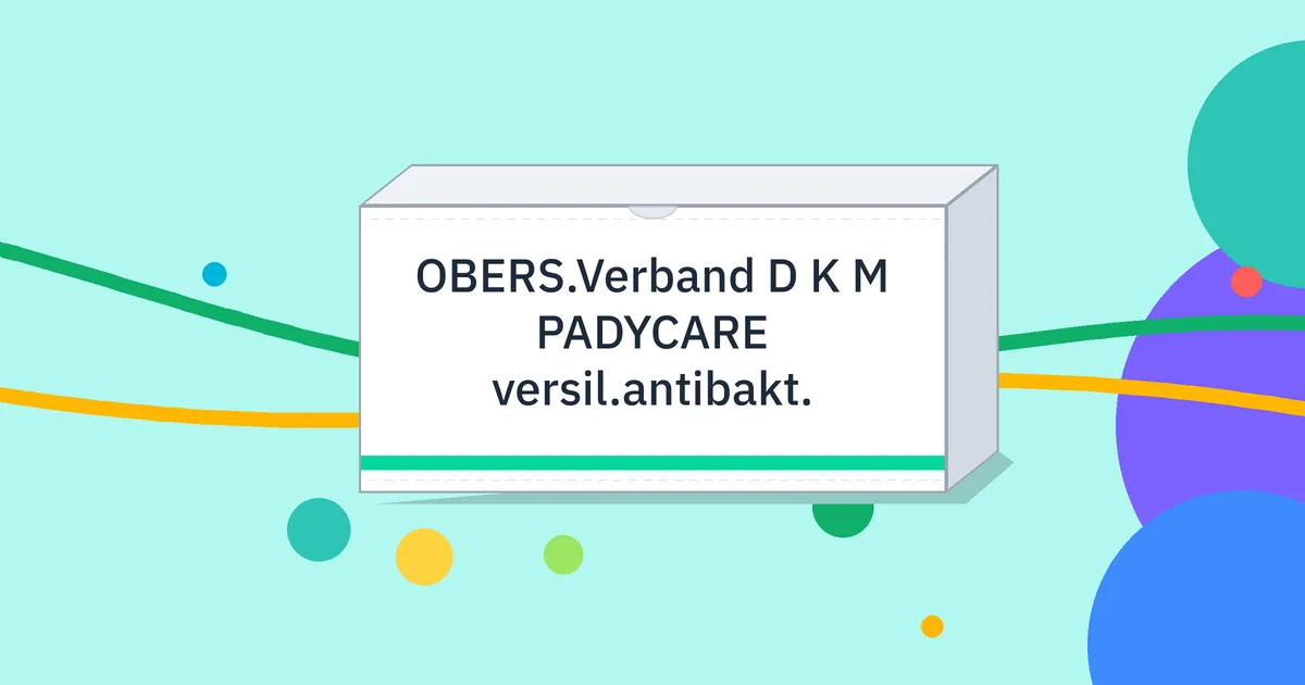 Symbolbild: Packung mit der Aufschrift OBERS.Verband D K M PADYCARE versil.antibakt. (PZN 10938865) – Verfügbarkeit und Bezug in Apotheken in Frankfurt am Main