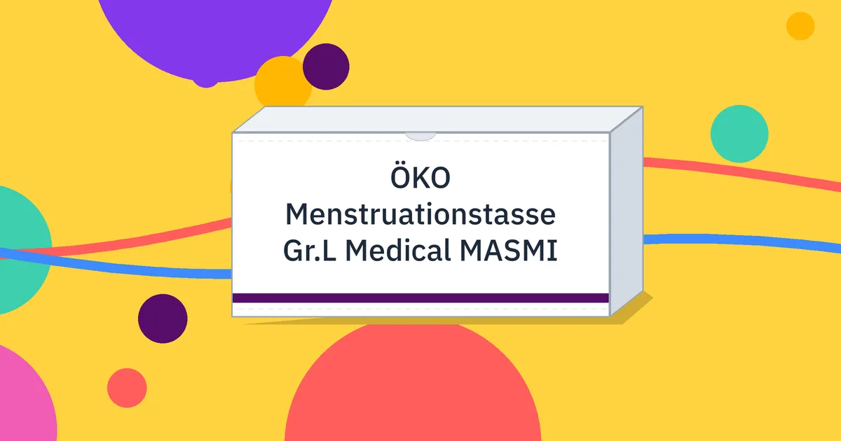 Symbolbild: Packung mit der Aufschrift ÖKO Menstruationstasse Gr.L Medical MASMI (PZN 12534267) – Verfügbarkeit und Bezug in Apotheken in Frankfurt am Main