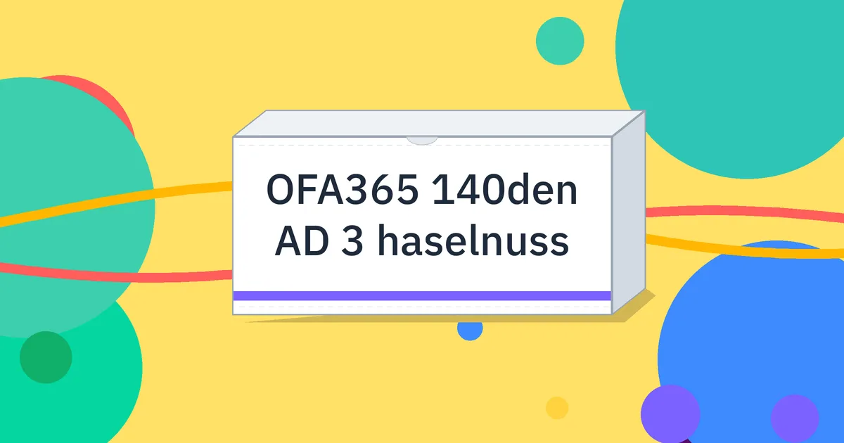 Symbolbild: Packung mit der Aufschrift OFA365 140den AD 3 haselnuss (PZN 16722793) – Verfügbarkeit und Bezug in Apotheken in Frankfurt am Main