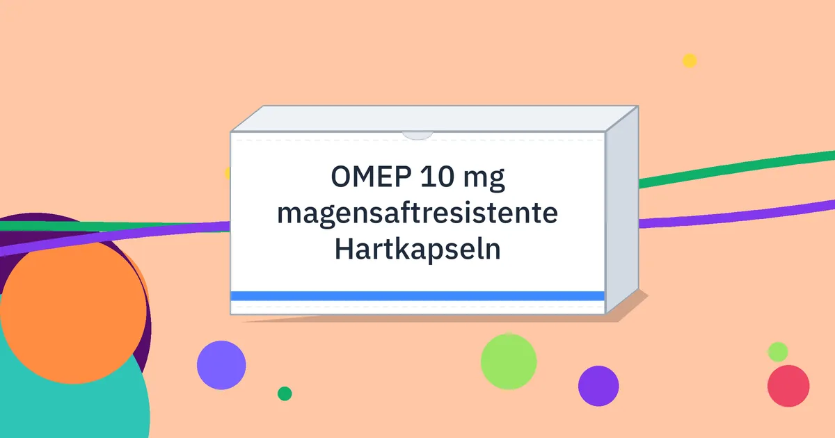 Symbolbild: Packung mit der Aufschrift OMEP 10 mg magensaftresistente Hartkapseln (PZN 01406773) – Verfügbarkeit und Bezug in Apotheken in Frankfurt am Main
