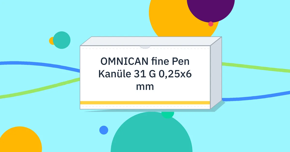 Symbolbild: Packung mit der Aufschrift OMNICAN fine Pen Kanüle 31 G 0,25x6 mm (PZN 10053948) – Verfügbarkeit und Bezug in Apotheken in Frankfurt am Main