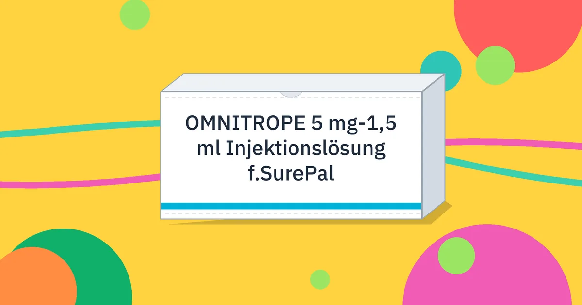 Symbolbild: Packung mit der Aufschrift OMNITROPE 5 mg-1,5 ml Injektionslösung f.SurePal (PZN 17524167) – Verfügbarkeit und Bezug in Apotheken in Frankfurt am Main