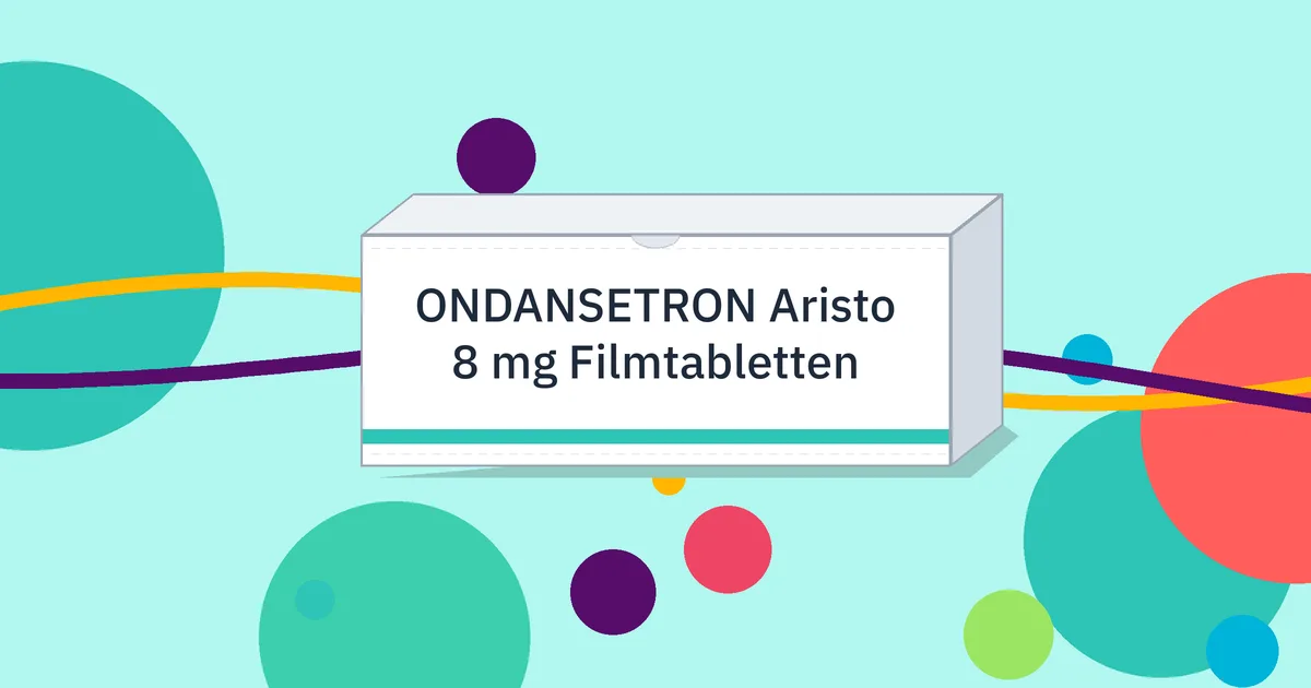 Symbolbild: Packung mit der Aufschrift ONDANSETRON Aristo 8 mg Filmtabletten (PZN 09714534) – Verfügbarkeit und Bezug in Apotheken in Frankfurt am Main
