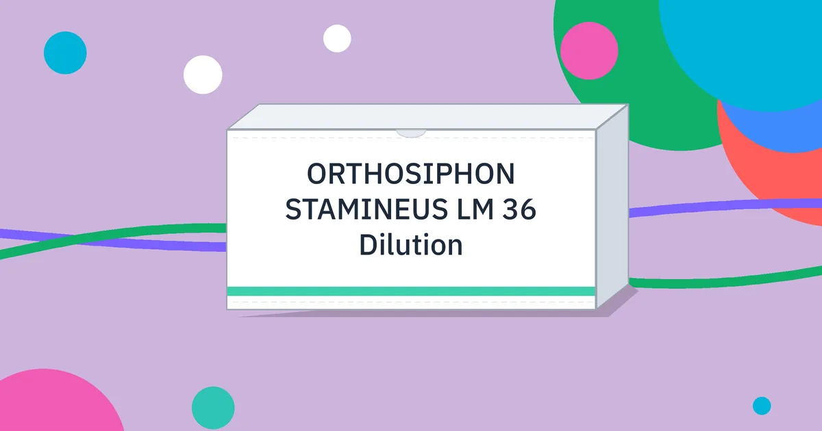 Symbolbild: Packung mit der Aufschrift ORTHOSIPHON STAMINEUS LM 36 Dilution (PZN 13628243) – Verfügbarkeit und Bezug in Apotheken in Frankfurt am Main
