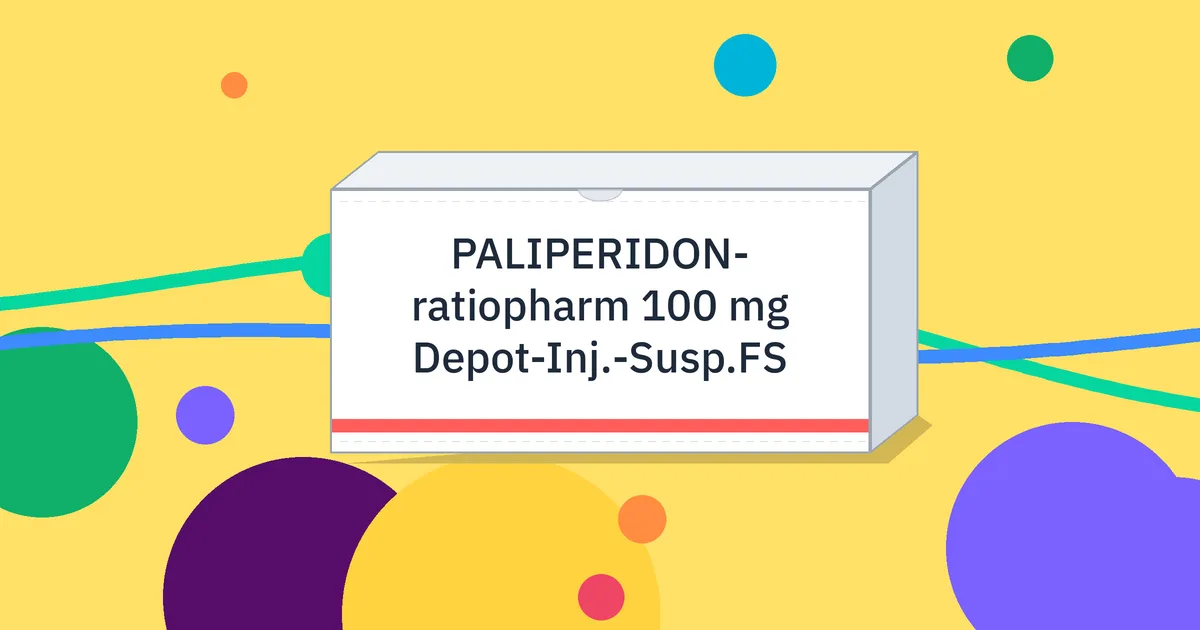 Symbolbild: Packung mit der Aufschrift PALIPERIDON-ratiopharm 100 mg Depot-Inj.-Susp.FS (PZN 20719325) – Verfügbarkeit und Bezug in Apotheken in Frankfurt am Main