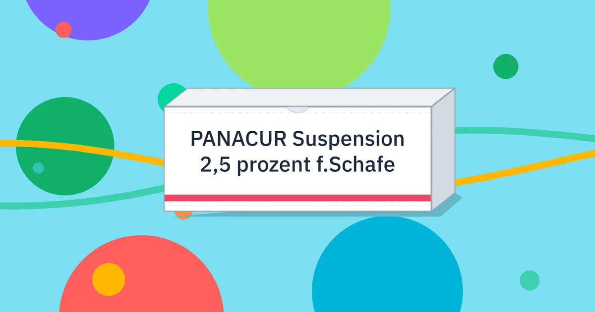Symbolbild: Packung mit der Aufschrift PANACUR Suspension 2,5 prozent f.Schafe (PZN 01876160) – Verfügbarkeit und Bezug in Apotheken in Frankfurt am Main