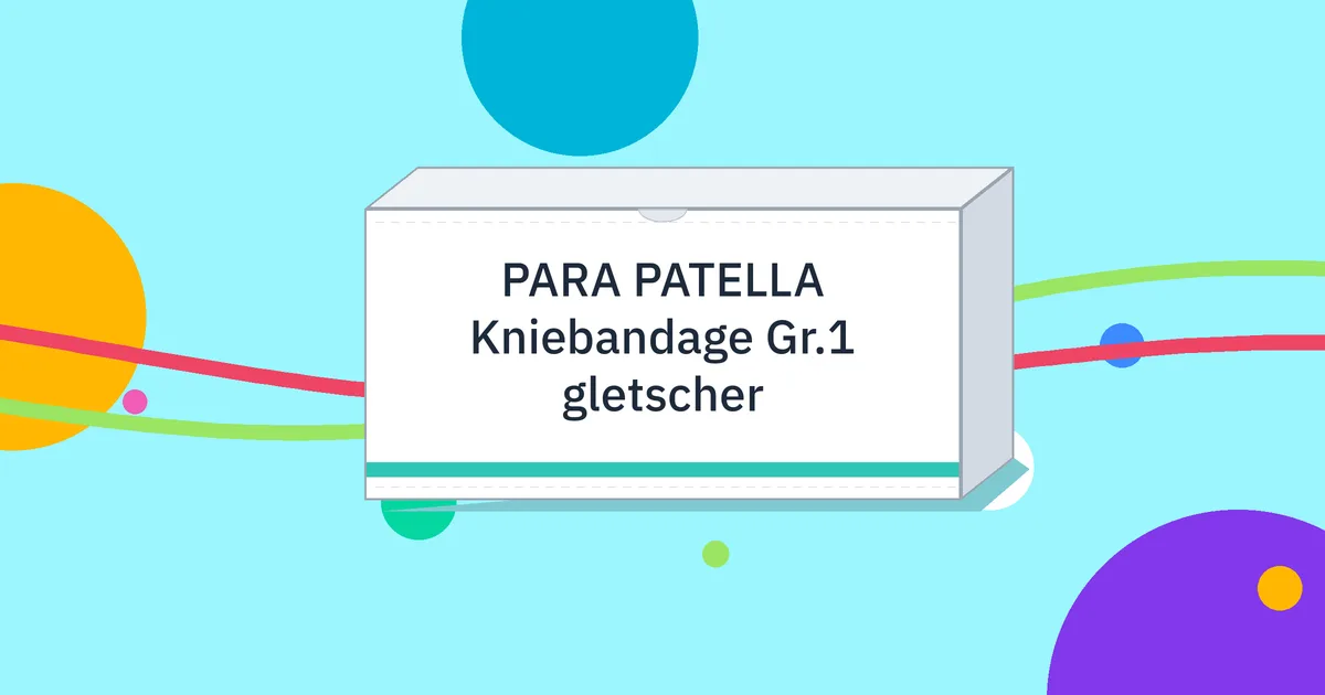 Symbolbild: Packung mit der Aufschrift PARA PATELLA Kniebandage Gr.1 gletscher (PZN 03317826) – Verfügbarkeit und Bezug in Apotheken in Frankfurt am Main