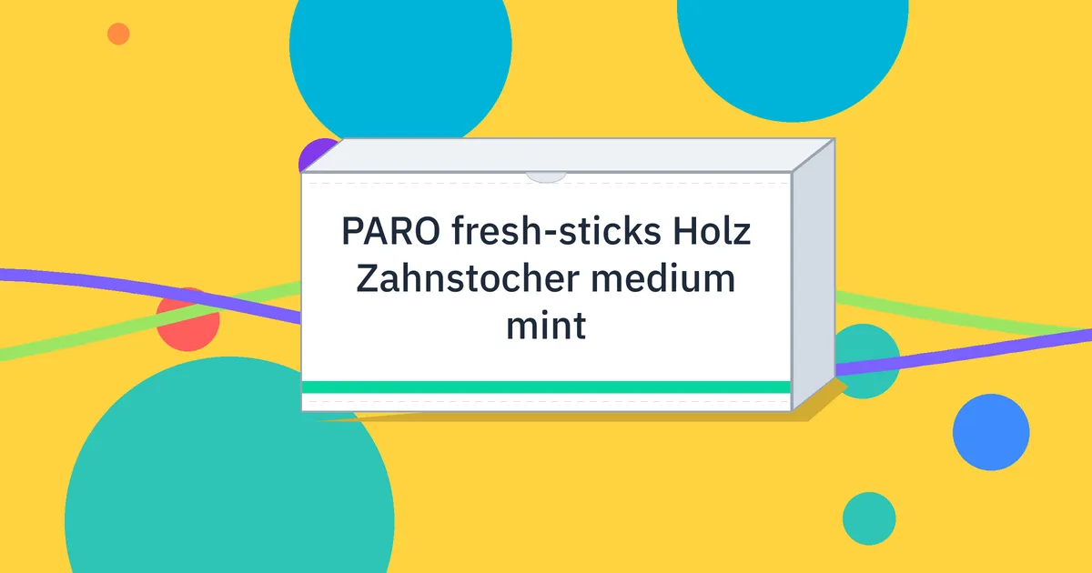 Symbolbild: Packung mit der Aufschrift PARO fresh-sticks Holz Zahnstocher medium mint (PZN 17373107) – Verfügbarkeit und Bezug in Apotheken in Frankfurt am Main
