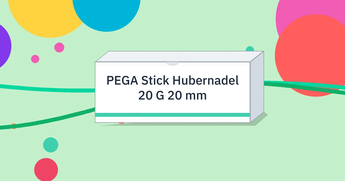 Symbolbild: Packung mit der Aufschrift PEGA Stick Hubernadel 20 G 20 mm (PZN 00146494) – Verfügbarkeit und Bezug in Apotheken in Frankfurt am Main