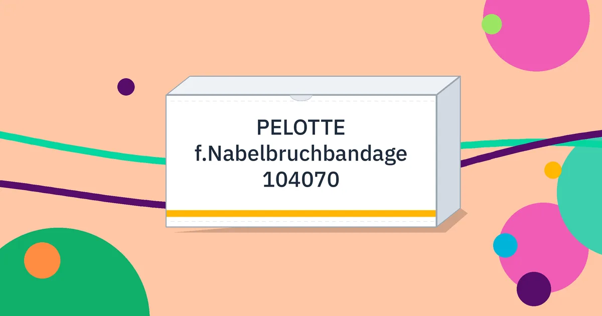 Symbolbild: Packung mit der Aufschrift PELOTTE f.Nabelbruchbandage 104070 (PZN 11013922) – Verfügbarkeit und Bezug in Apotheken in Frankfurt am Main