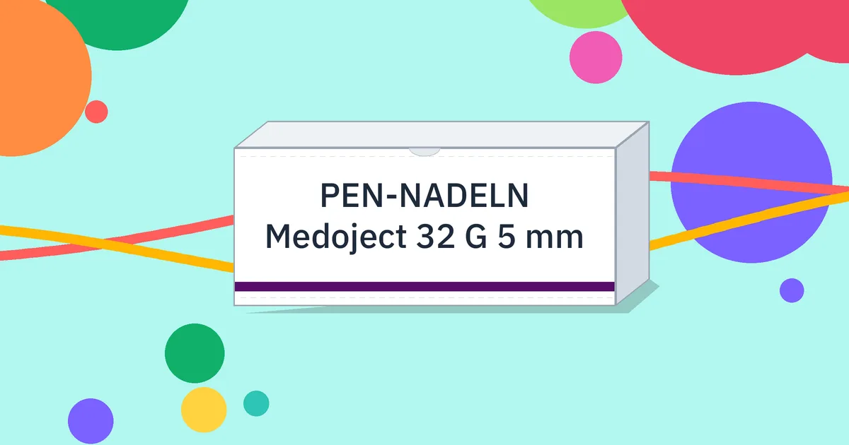 Symbolbild: Packung mit der Aufschrift PEN-NADELN Medoject 32 G 5 mm (PZN 18455468) – Verfügbarkeit und Bezug in Apotheken in Frankfurt am Main