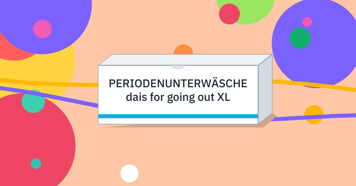 Symbolbild: Packung mit der Aufschrift PERIODENUNTERWÄSCHE dais for going out XL (PZN 18331306) – Verfügbarkeit und Bezug in Apotheken in Frankfurt am Main