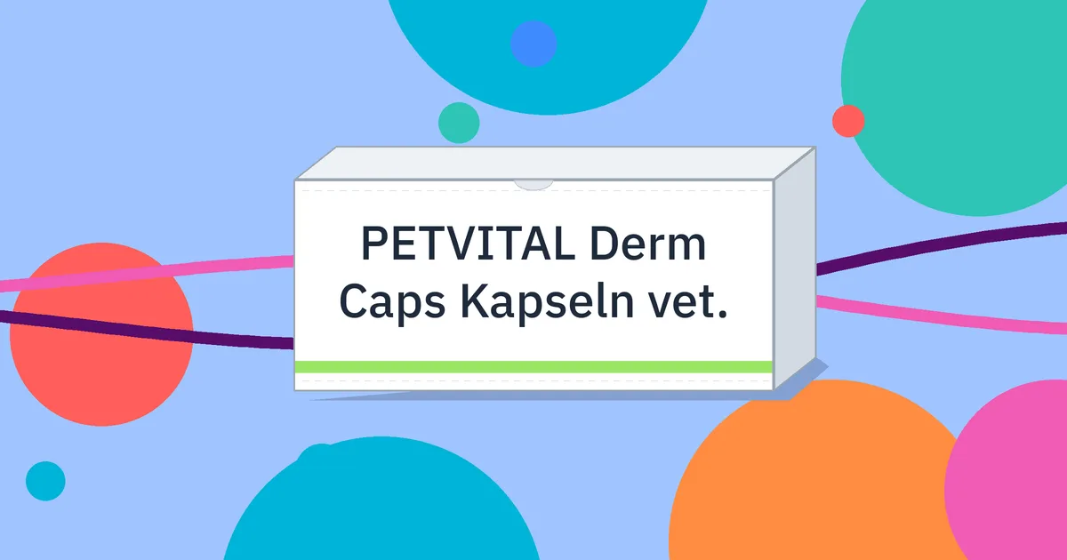 Symbolbild: Packung mit der Aufschrift PETVITAL Derm Caps Kapseln vet. (PZN 20369405) – Verfügbarkeit und Bezug in Apotheken in Frankfurt am Main