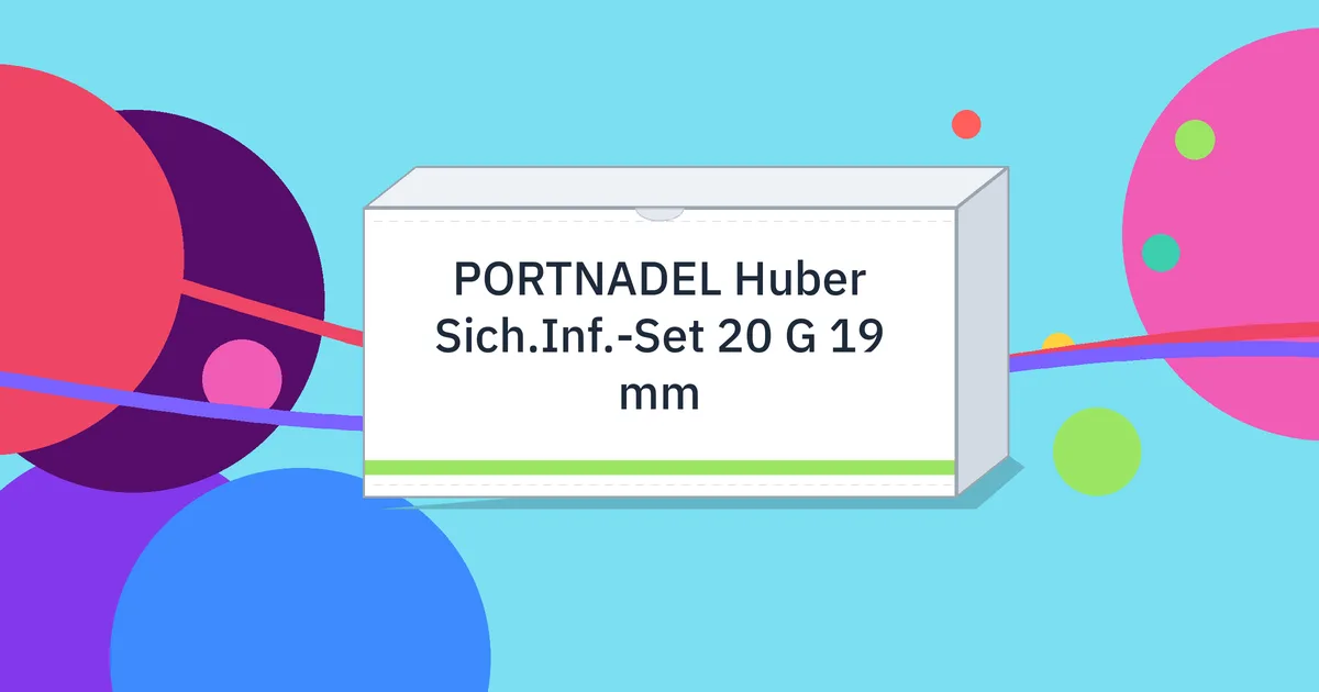 Symbolbild: Packung mit der Aufschrift PORTNADEL Huber Sich.Inf.-Set 20 G 19 mm (PZN 00354904) – Verfügbarkeit und Bezug in Apotheken in Frankfurt am Main