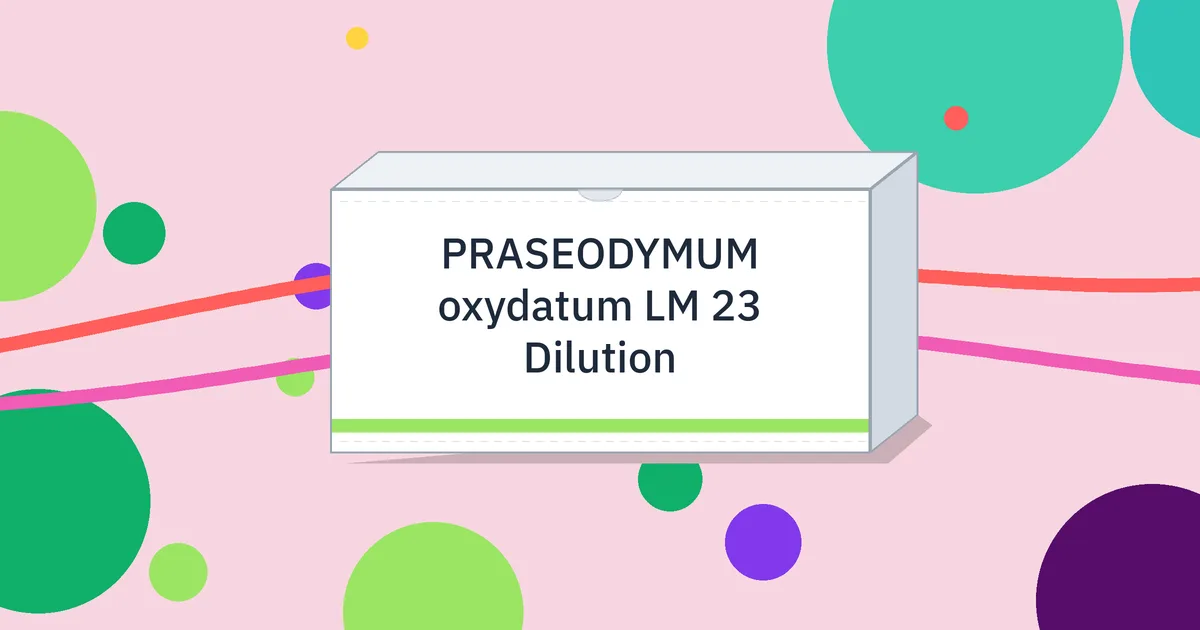 Symbolbild: Packung mit der Aufschrift PRASEODYMUM oxydatum LM 23 Dilution (PZN 13666700) – Verfügbarkeit und Bezug in Apotheken in Frankfurt am Main
