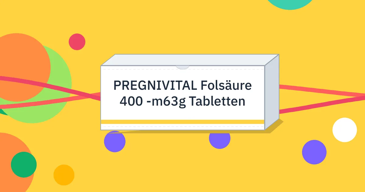Symbolbild: Packung mit der Aufschrift PREGNIVITAL Folsäure 400 -m63g Tabletten (PZN 19096741) – Verfügbarkeit und Bezug in Apotheken in Frankfurt am Main