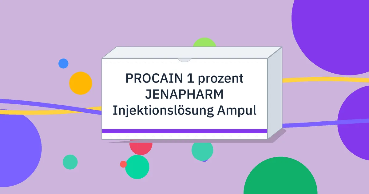 Symbolbild: Packung mit der Aufschrift PROCAIN 1 prozent JENAPHARM Injektionslösung Ampul (PZN 04022576) – Verfügbarkeit und Bezug in Apotheken in Frankfurt am Main