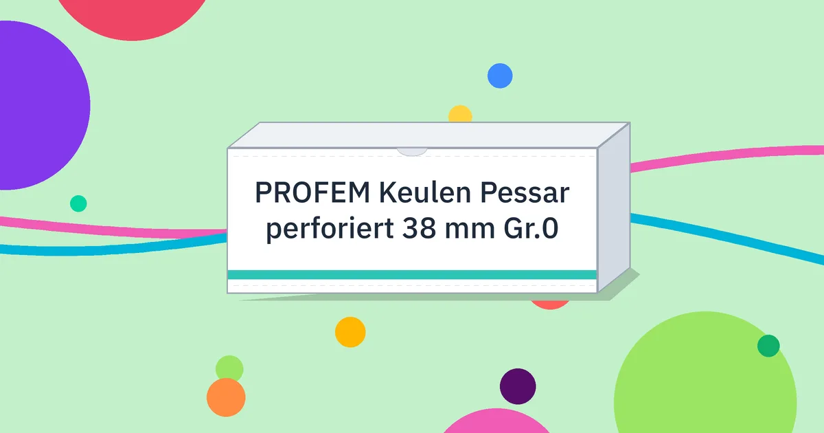 Symbolbild: Packung mit der Aufschrift PROFEM Keulen Pessar perforiert 38 mm Gr.0 (PZN 11671660) – Verfügbarkeit und Bezug in Apotheken in Frankfurt am Main