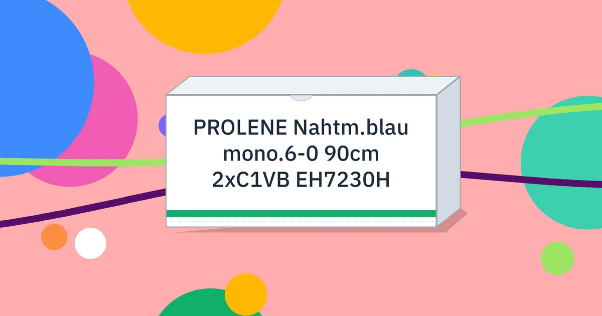 Symbolbild: Packung mit der Aufschrift PROLENE Nahtm.blau mono.6-0 90cm 2xC1VB EH7230H (PZN 20913843) – Verfügbarkeit und Bezug in Apotheken in Frankfurt am Main