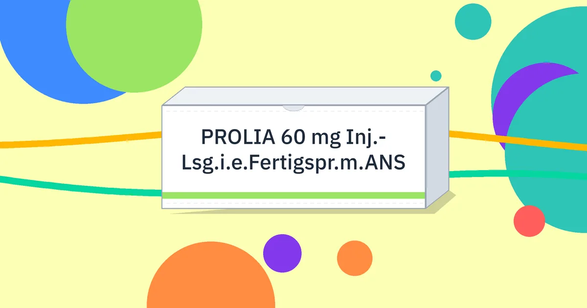 Symbolbild: Packung mit der Aufschrift PROLIA 60 mg Inj.-Lsg.i.e.Fertigspr.m.ANS (PZN 11724712) – Verfügbarkeit und Bezug in Apotheken in Frankfurt am Main
