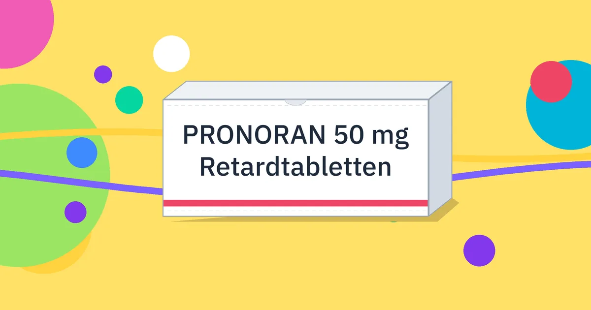 Symbolbild: Packung mit der Aufschrift PRONORAN 50 mg Retardtabletten (PZN 12521767) – Verfügbarkeit und Bezug in Apotheken in Frankfurt am Main