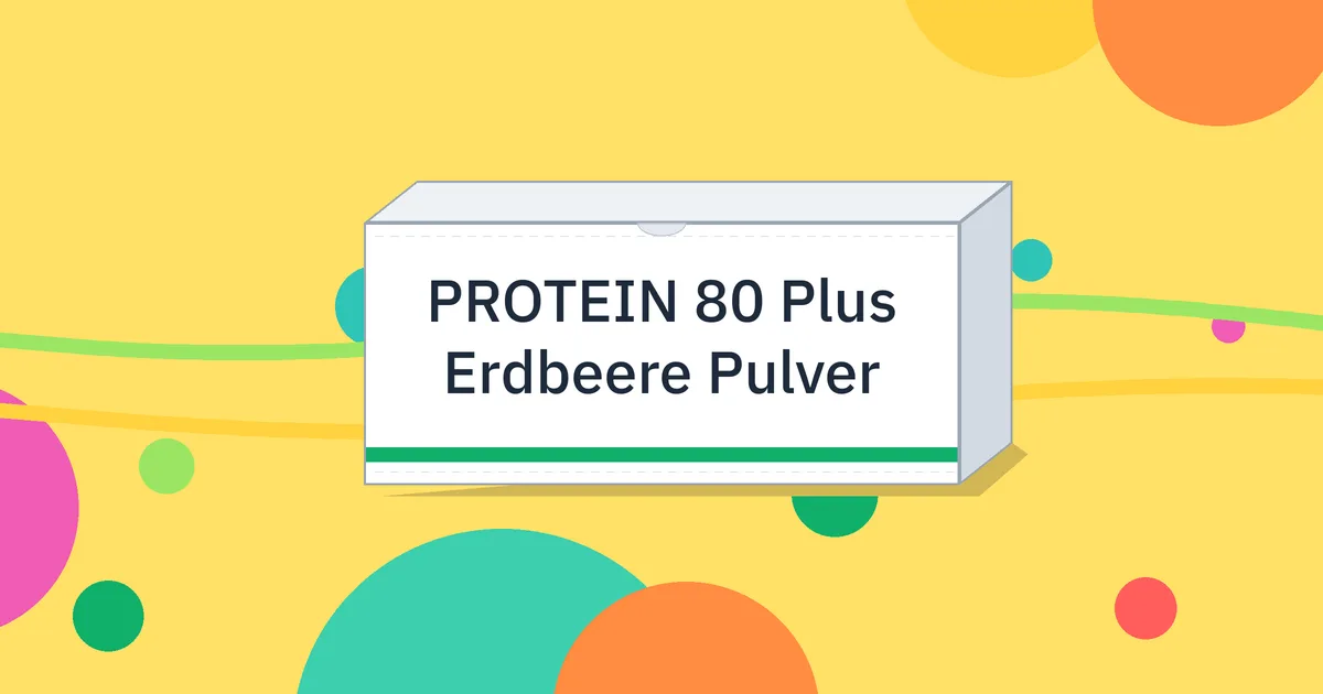 Symbolbild: Packung mit der Aufschrift PROTEIN 80 Plus Erdbeere Pulver (PZN 02237031) – Verfügbarkeit und Bezug in Apotheken in Frankfurt am Main