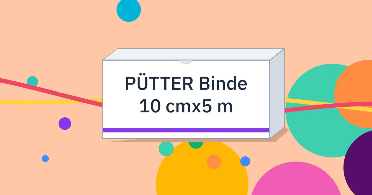 Symbolbild: Packung mit der Aufschrift PÜTTER Binde 10 cmx5 m (PZN 19745866) – Verfügbarkeit und Bezug in Apotheken in Frankfurt am Main