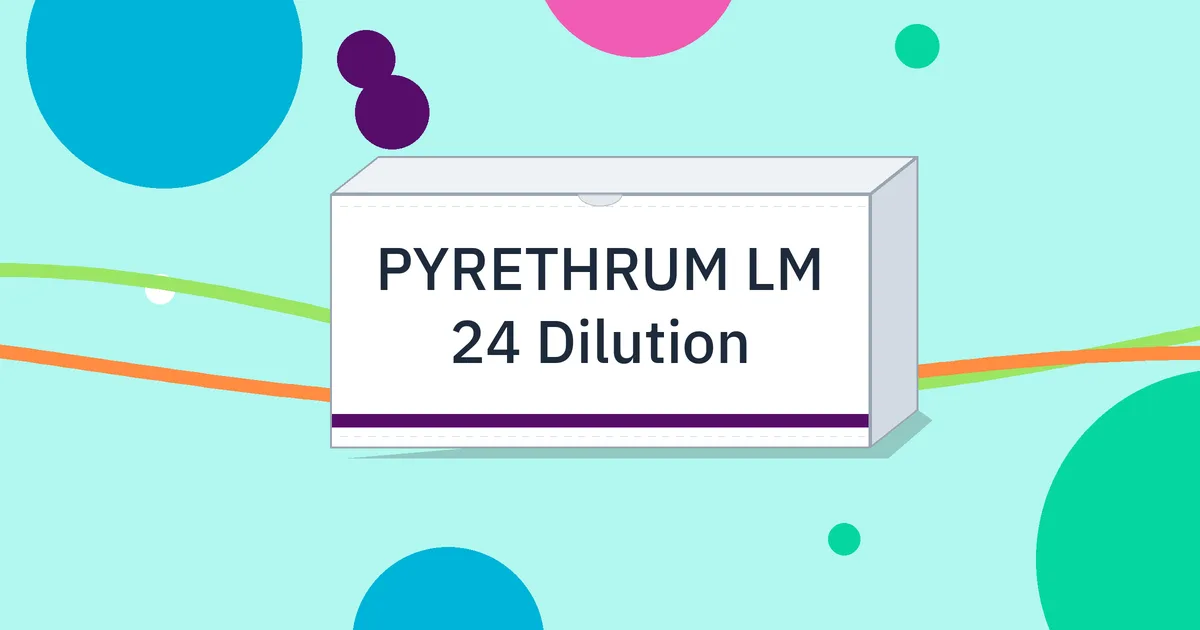 Symbolbild: Packung mit der Aufschrift PYRETHRUM LM 24 Dilution (PZN 13671919) – Verfügbarkeit und Bezug in Apotheken in Frankfurt am Main
