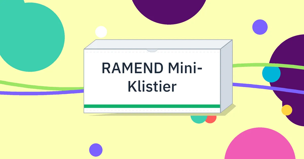 Symbolbild: Packung mit der Aufschrift RAMEND Mini-Klistier (PZN 13839649) – Verfügbarkeit und Bezug in Apotheken in Frankfurt am Main