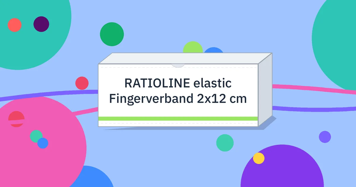Symbolbild: Packung mit der Aufschrift RATIOLINE elastic Fingerverband 2x12 cm (PZN 01805349) – Verfügbarkeit und Bezug in Apotheken in Frankfurt am Main