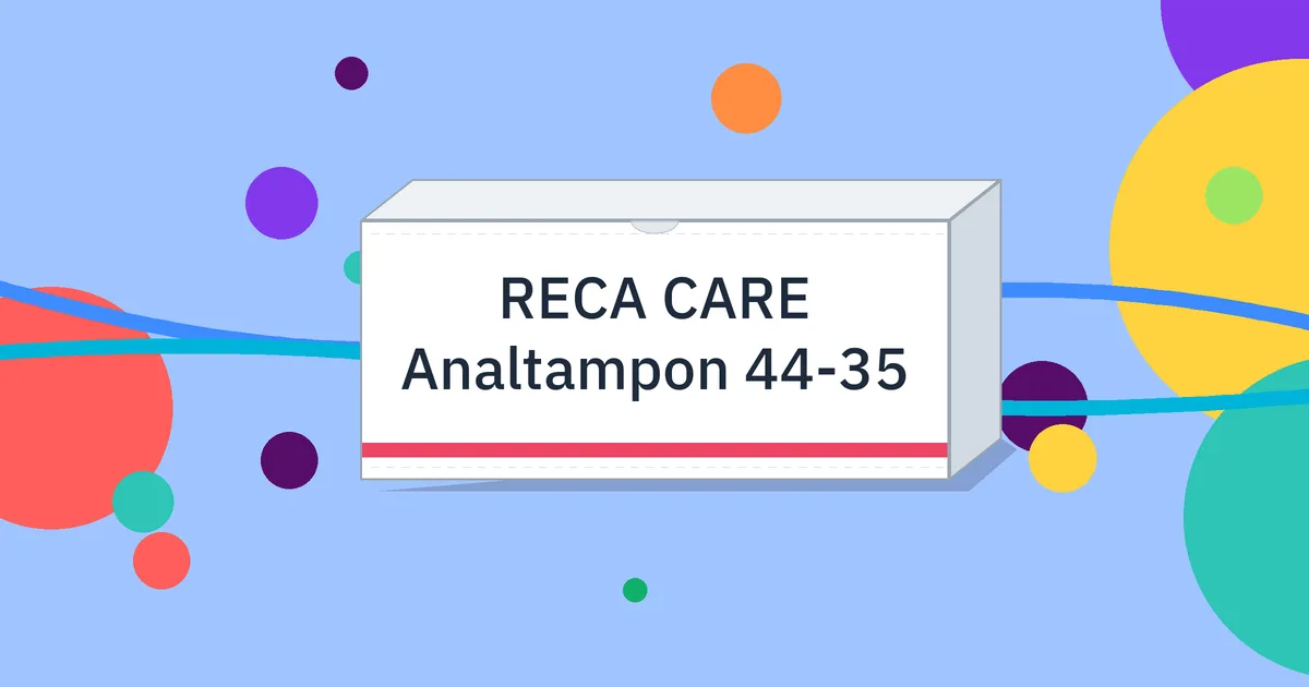 Symbolbild: Packung mit der Aufschrift RECA CARE Analtampon 44-35 (PZN 02075798) – Verfügbarkeit und Bezug in Apotheken in Frankfurt am Main