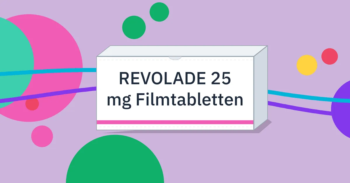 Symbolbild: Packung mit der Aufschrift REVOLADE 25 mg Filmtabletten (PZN 18427673) – Verfügbarkeit und Bezug in Apotheken in Frankfurt am Main