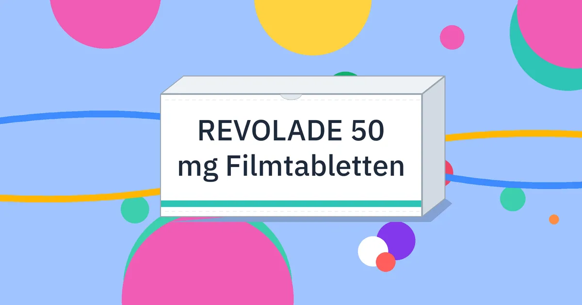 Symbolbild: Packung mit der Aufschrift REVOLADE 50 mg Filmtabletten (PZN 13330236) – Verfügbarkeit und Bezug in Apotheken in Frankfurt am Main