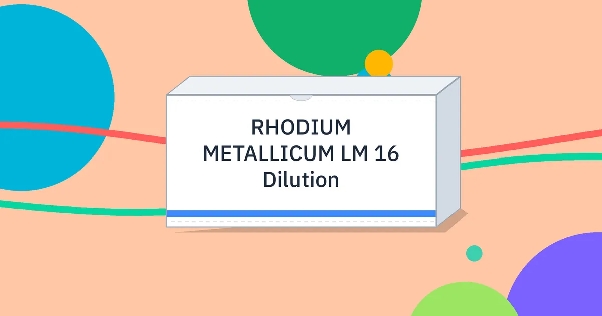 Symbolbild: Packung mit der Aufschrift RHODIUM METALLICUM LM 16 Dilution (PZN 13050459) – Verfügbarkeit und Bezug in Apotheken in Frankfurt am Main