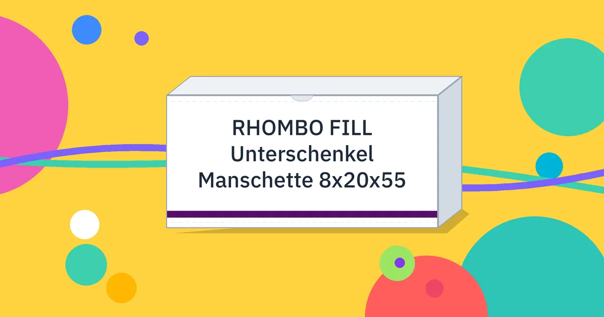 Symbolbild: Packung mit der Aufschrift RHOMBO FILL Unterschenkel Manschette 8x20x55 (PZN 04339652) – Verfügbarkeit und Bezug in Apotheken in Frankfurt am Main