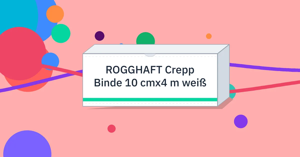 Symbolbild: Packung mit der Aufschrift ROGGHAFT Crepp Binde 10 cmx4 m weiß (PZN 00327586) – Verfügbarkeit und Bezug in Apotheken in Frankfurt am Main
