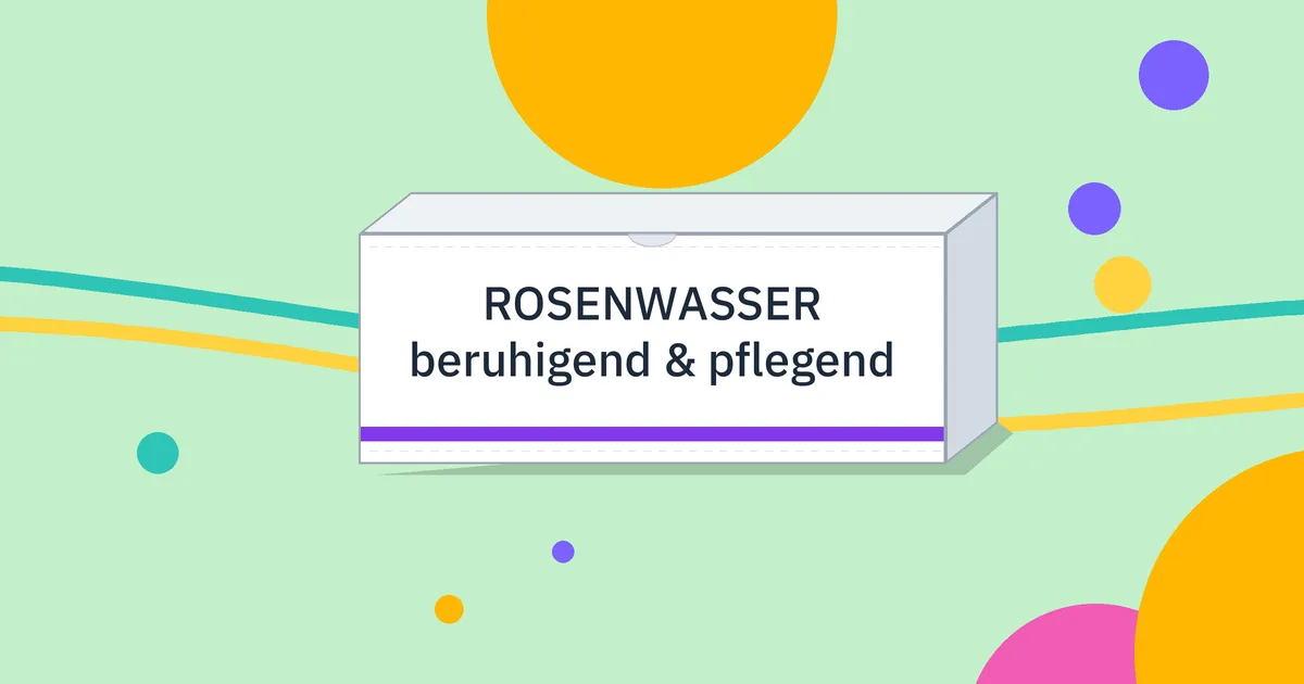 Symbolbild: Packung mit der Aufschrift ROSENWASSER beruhigend & pflegend (PZN 17245898) – Verfügbarkeit und Bezug in Apotheken in Frankfurt am Main