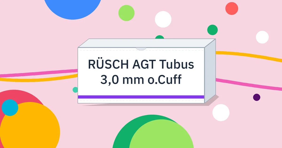 Symbolbild: Packung mit der Aufschrift RÜSCH AGT Tubus 3,0 mm o.Cuff (PZN 06636302) – Verfügbarkeit und Bezug in Apotheken in Frankfurt am Main