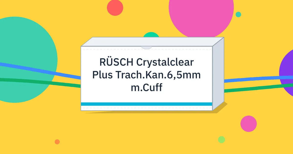 Symbolbild: Packung mit der Aufschrift RÜSCH Crystalclear Plus Trach.Kan.6,5mm m.Cuff (PZN 03431373) – Verfügbarkeit und Bezug in Apotheken in Frankfurt am Main