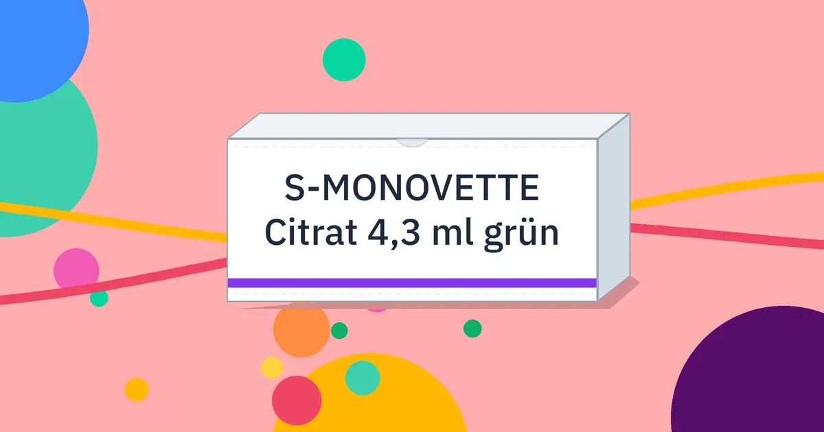 Symbolbild: Packung mit der Aufschrift S-MONOVETTE Citrat 4,3 ml grün (PZN 10259957) – Verfügbarkeit und Bezug in Apotheken in Frankfurt am Main