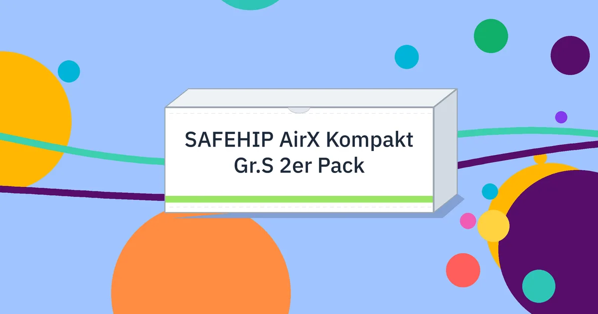 Symbolbild: Packung mit der Aufschrift SAFEHIP AirX Kompakt Gr.S 2er Pack (PZN 09931148) – Verfügbarkeit und Bezug in Apotheken in Frankfurt am Main