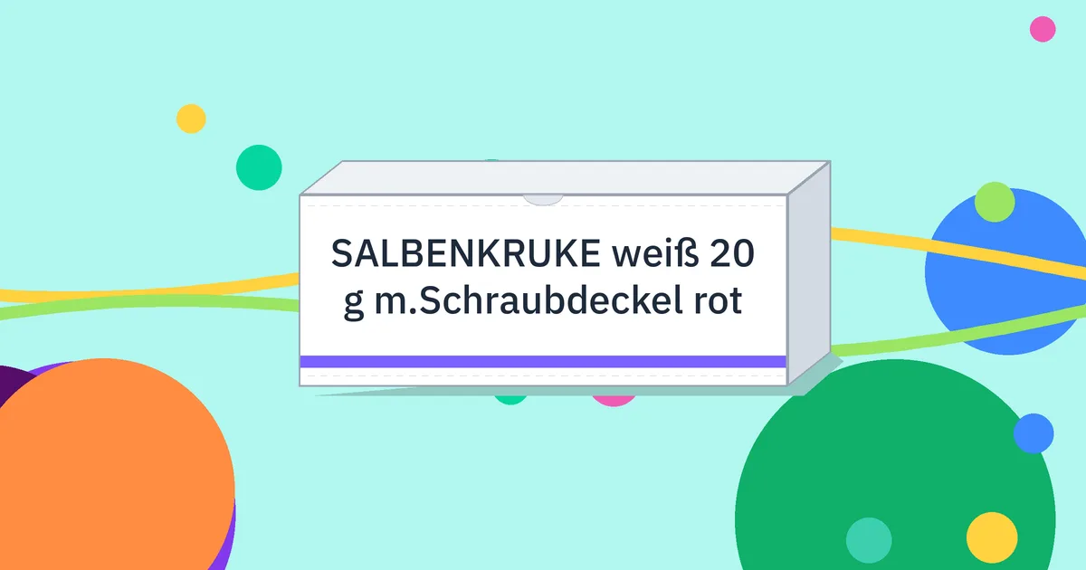Symbolbild: Packung mit der Aufschrift SALBENKRUKE weiß 20 g m.Schraubdeckel rot (PZN 10121851) – Verfügbarkeit und Bezug in Apotheken in Frankfurt am Main