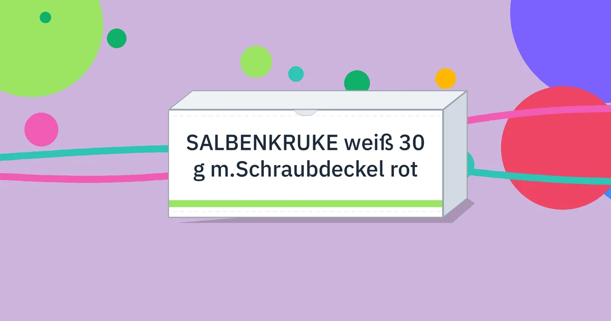 Symbolbild: Packung mit der Aufschrift SALBENKRUKE weiß 30 g m.Schraubdeckel rot (PZN 10121868) – Verfügbarkeit und Bezug in Apotheken in Frankfurt am Main