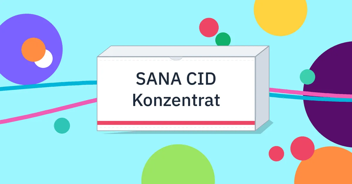 Symbolbild: Packung mit der Aufschrift SANA CID Konzentrat (PZN 12870574) – Verfügbarkeit und Bezug in Apotheken in Frankfurt am Main