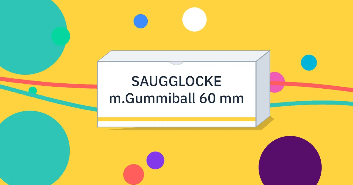 Symbolbild: Packung mit der Aufschrift SAUGGLOCKE m.Gummiball 60 mm (PZN 08514543) – Verfügbarkeit und Bezug in Apotheken in Frankfurt am Main