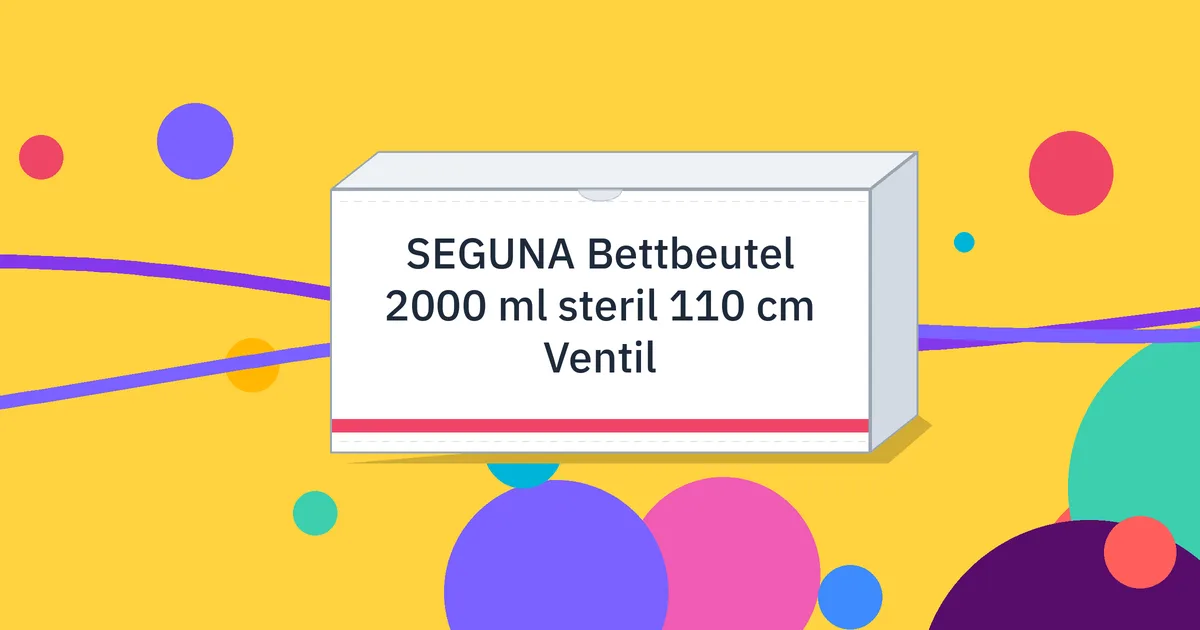Symbolbild: Packung mit der Aufschrift SEGUNA Bettbeutel 2000 ml steril 110 cm Ventil (PZN 14312890) – Verfügbarkeit und Bezug in Apotheken in Frankfurt am Main