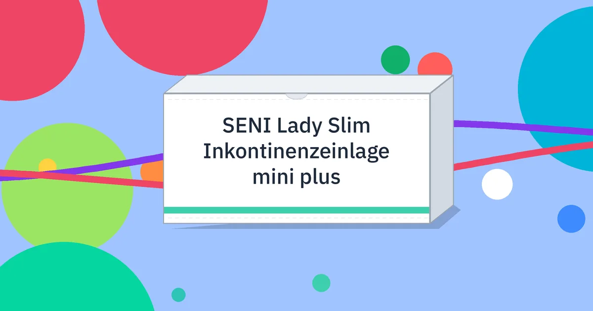 Symbolbild: Packung mit der Aufschrift SENI Lady Slim Inkontinenzeinlage mini plus (PZN 16916994) – Verfügbarkeit und Bezug in Apotheken in Frankfurt am Main