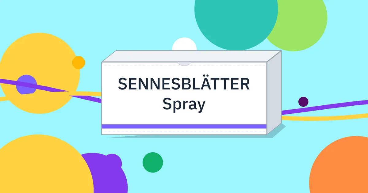 Symbolbild: Packung mit der Aufschrift SENNESBLÄTTER Spray (PZN 17377370) – Verfügbarkeit und Bezug in Apotheken in Frankfurt am Main