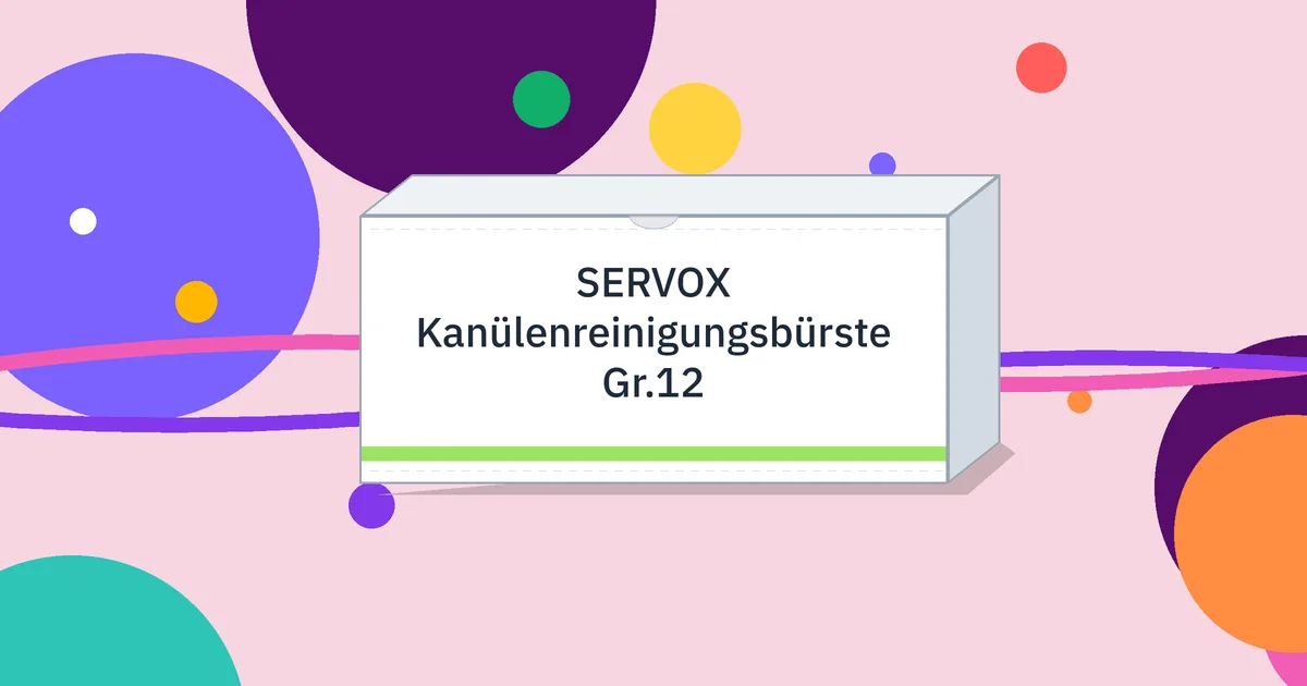 Symbolbild: Packung mit der Aufschrift SERVOX Kanülenreinigungsbürste Gr.12 (PZN 15591283) – Verfügbarkeit und Bezug in Apotheken in Frankfurt am Main