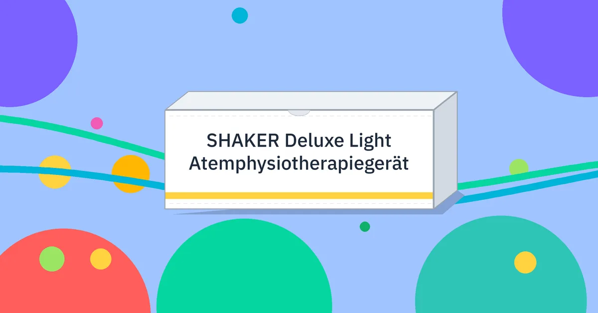 Symbolbild: Packung mit der Aufschrift SHAKER Deluxe Light Atemphysiotherapiegerät (PZN 17901664) – Verfügbarkeit und Bezug in Apotheken in Frankfurt am Main